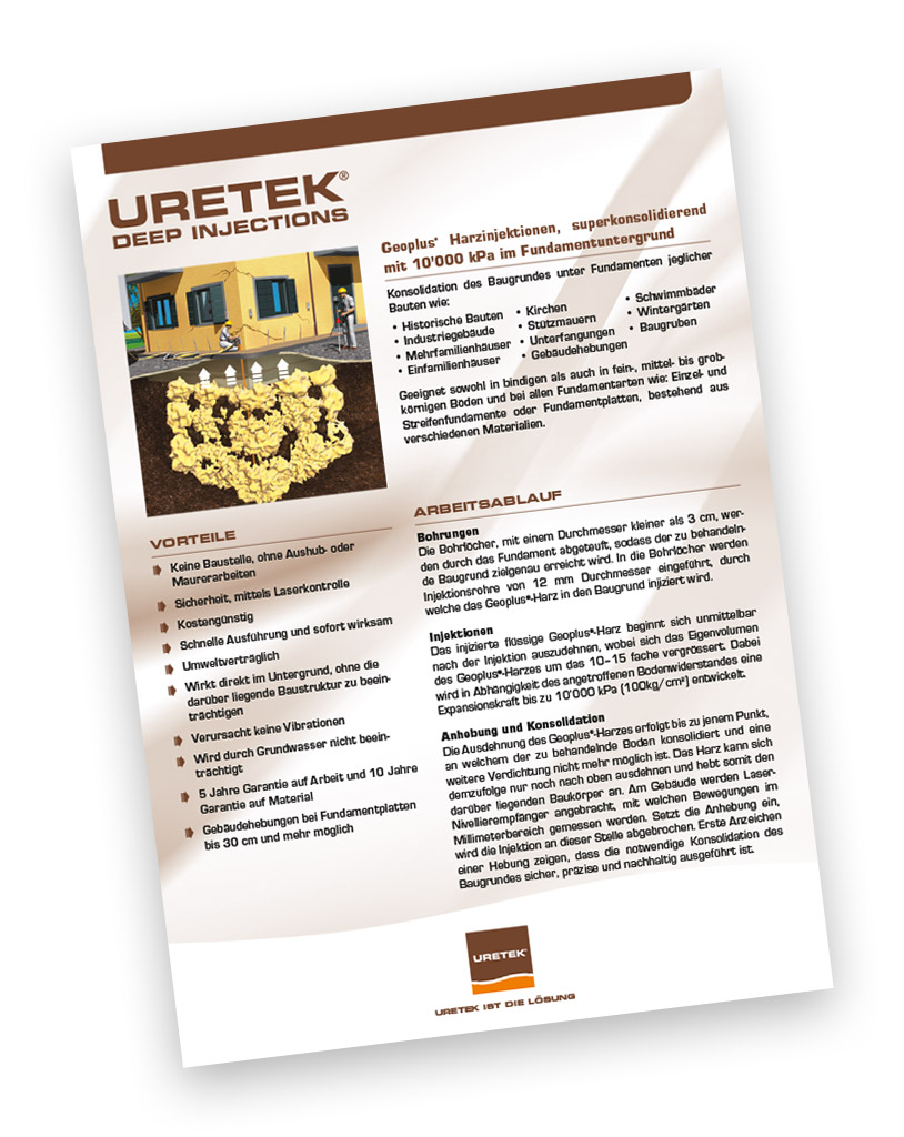 Dokumentationen, Fachunterlagen über die URETEK-Injektionsverfahren