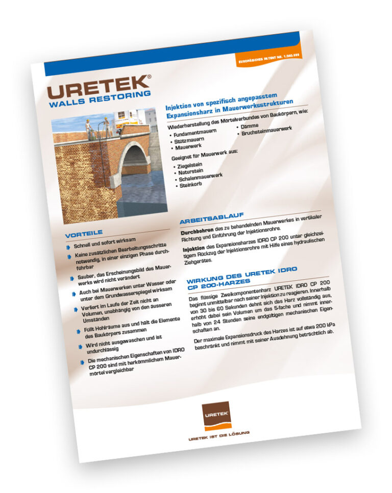 Dokumentationen, Fachunterlagen über die URETEK-Injektionsverfahren